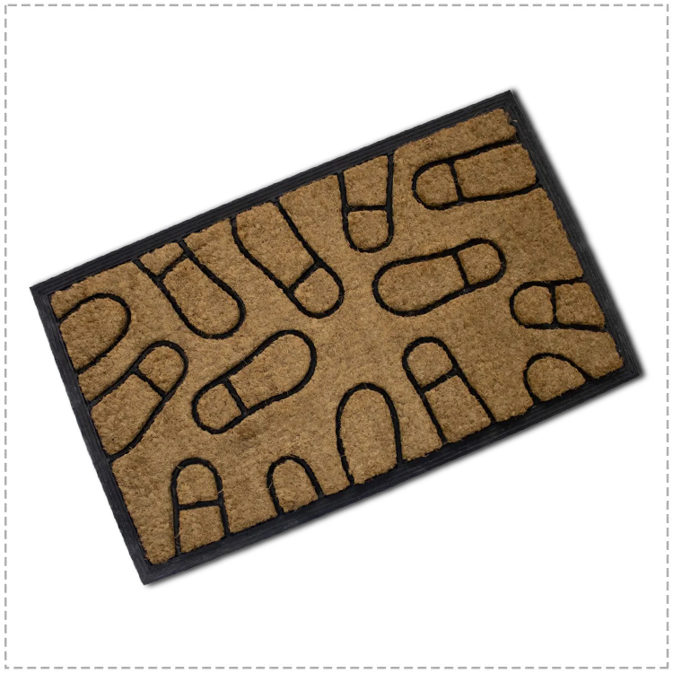 Rubber and Coir Mat - Footprint Design - Rubber Edge & Backing